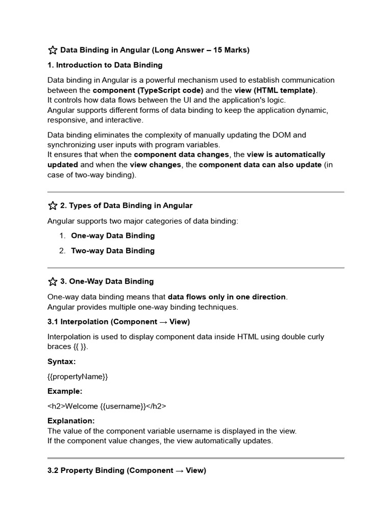 Data Binding in Angular | PDF | Document Object Model | Computing