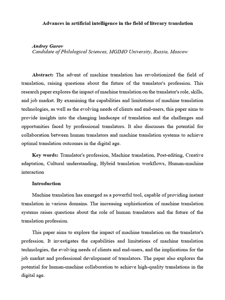 Advances in Artificial Intelligence in The Field of Literary ...