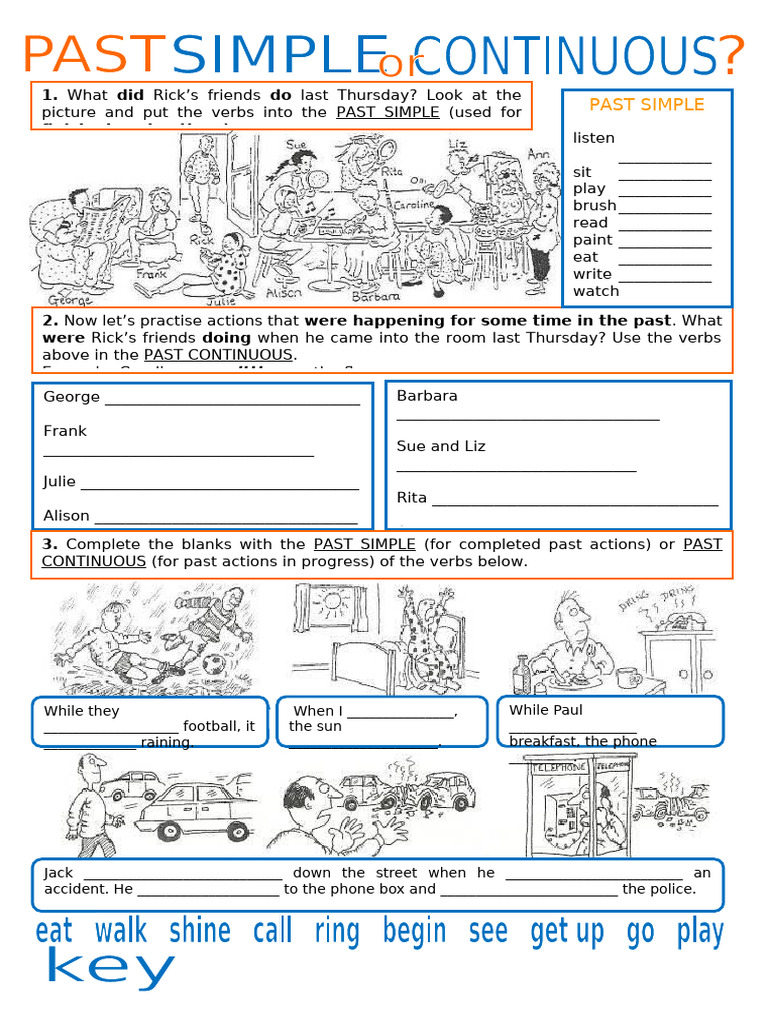 Past Simple Past Continuous Grammar Drills Information Gap Activities ...