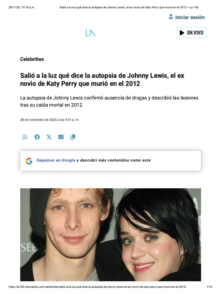 Salió A La Luz Qué Dice La Autopsia de Johnny Lewis, El Ex Novio de ...