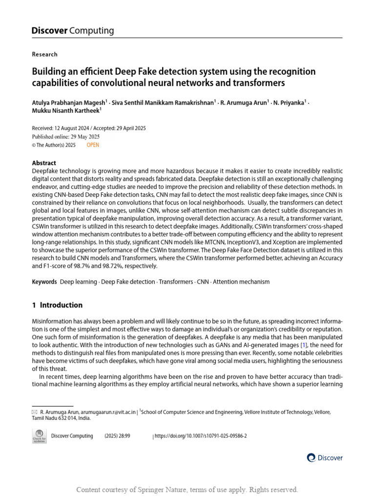 Building An Efficient Deep Fake Detection System U | PDF | Sensitivity ...