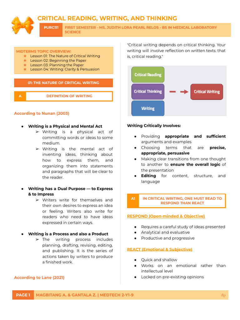 Critical Writing Strategies for Students | PDF | Reason