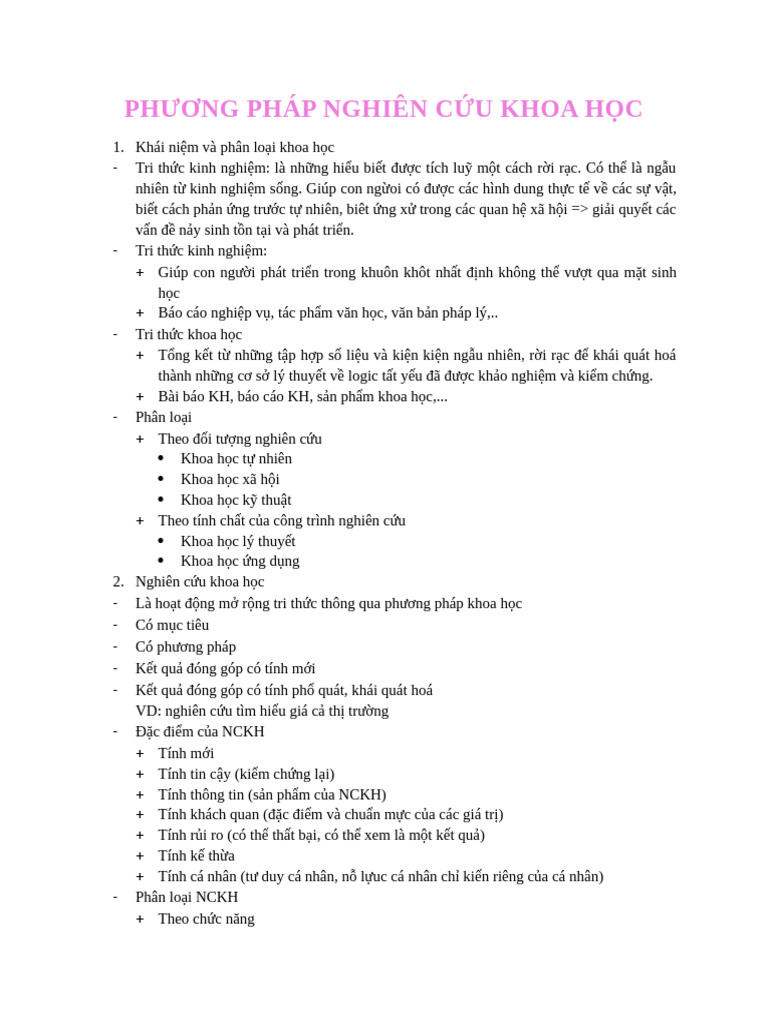 PHƯƠNG PHÁP NGHIÊN CỨU KHOA HỌC | PDF