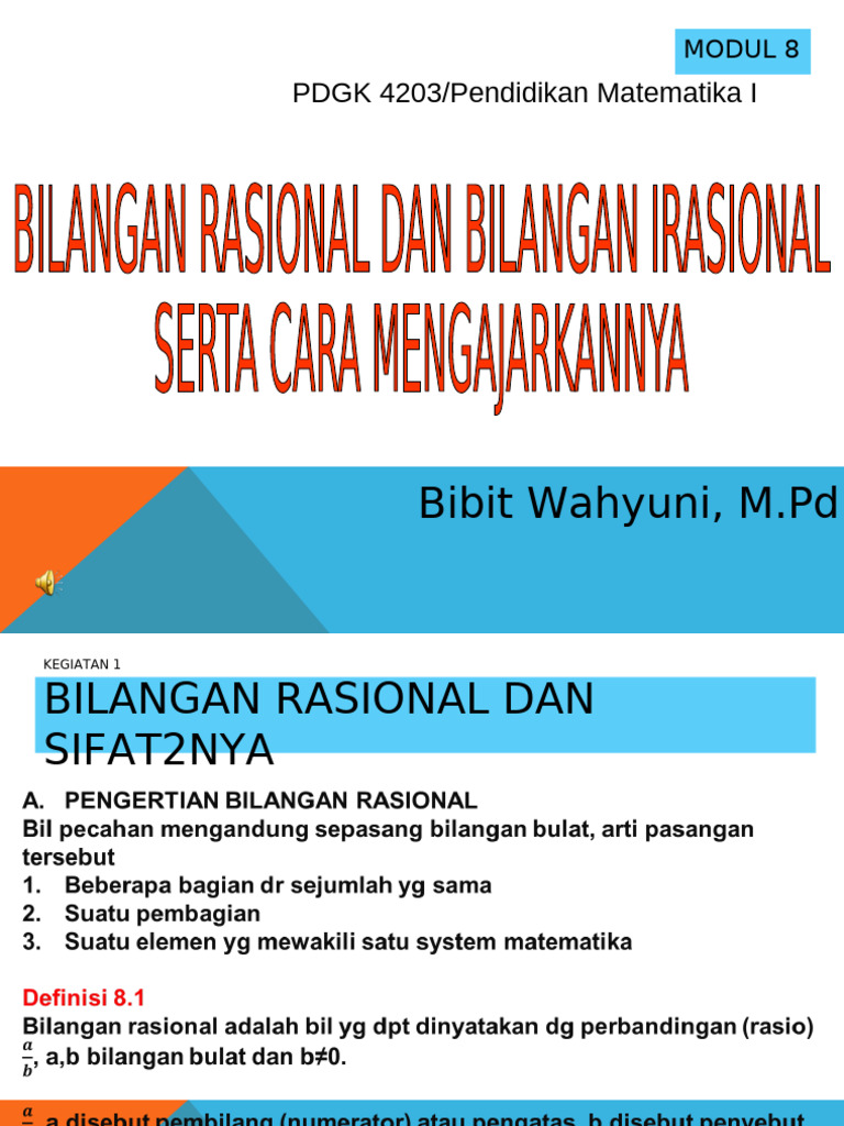 Bilangan Rasional Dan Irasional Serta Cara Mengajarkannya | PDF