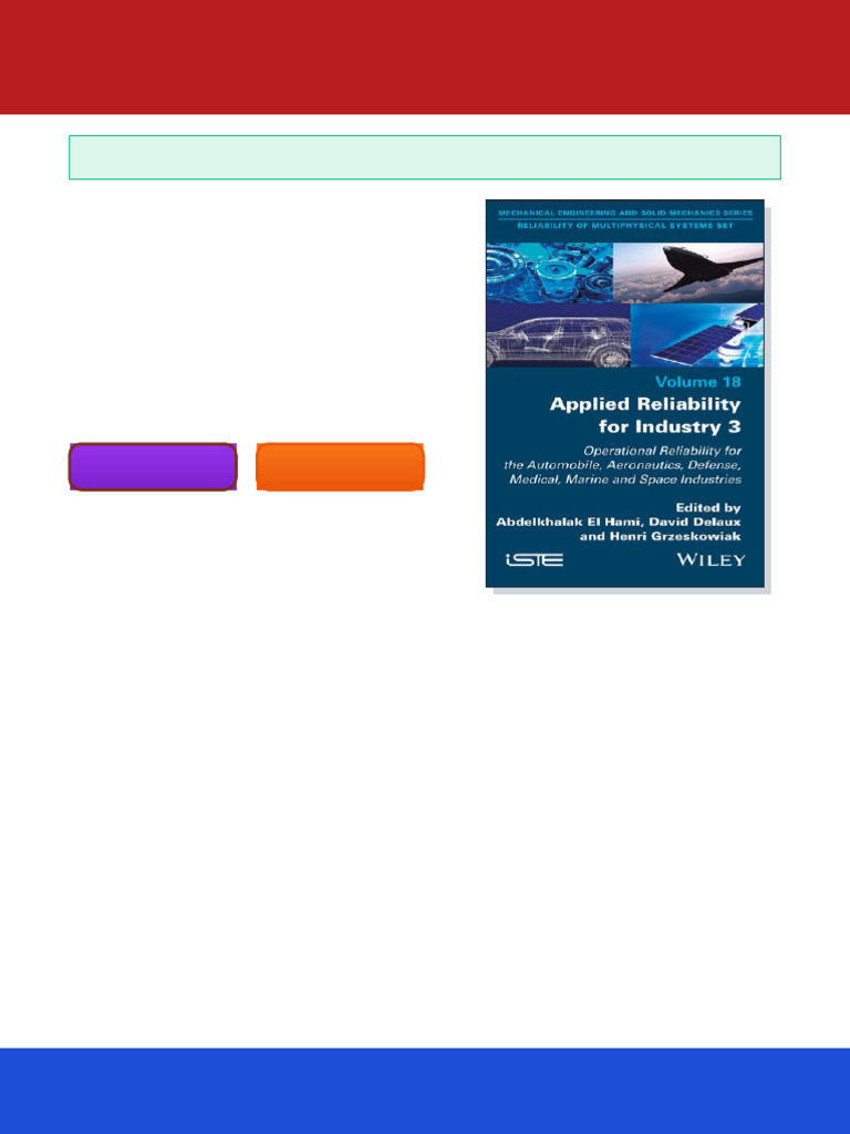 Applied Reliability For Industry 3 1st Edition David Delaux Editor ...