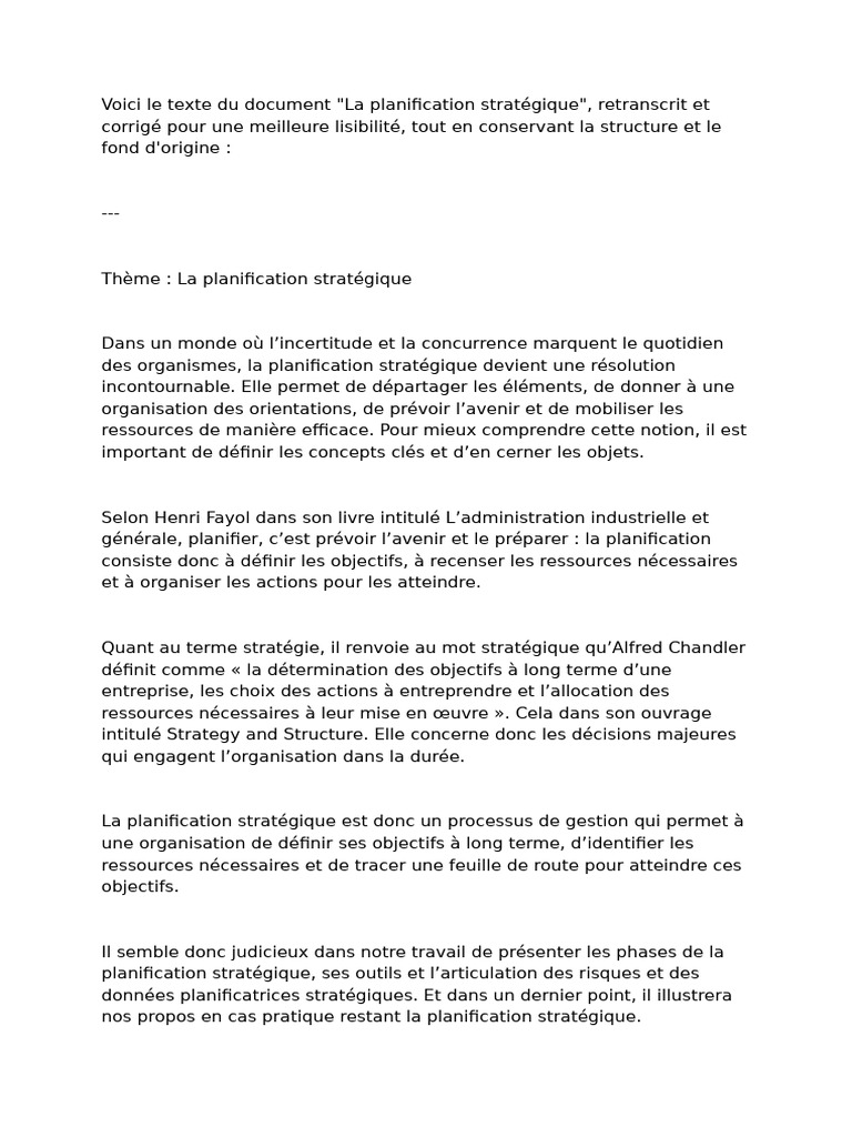 Planification stratégique efficace en entreprise | PDF | Planification ...