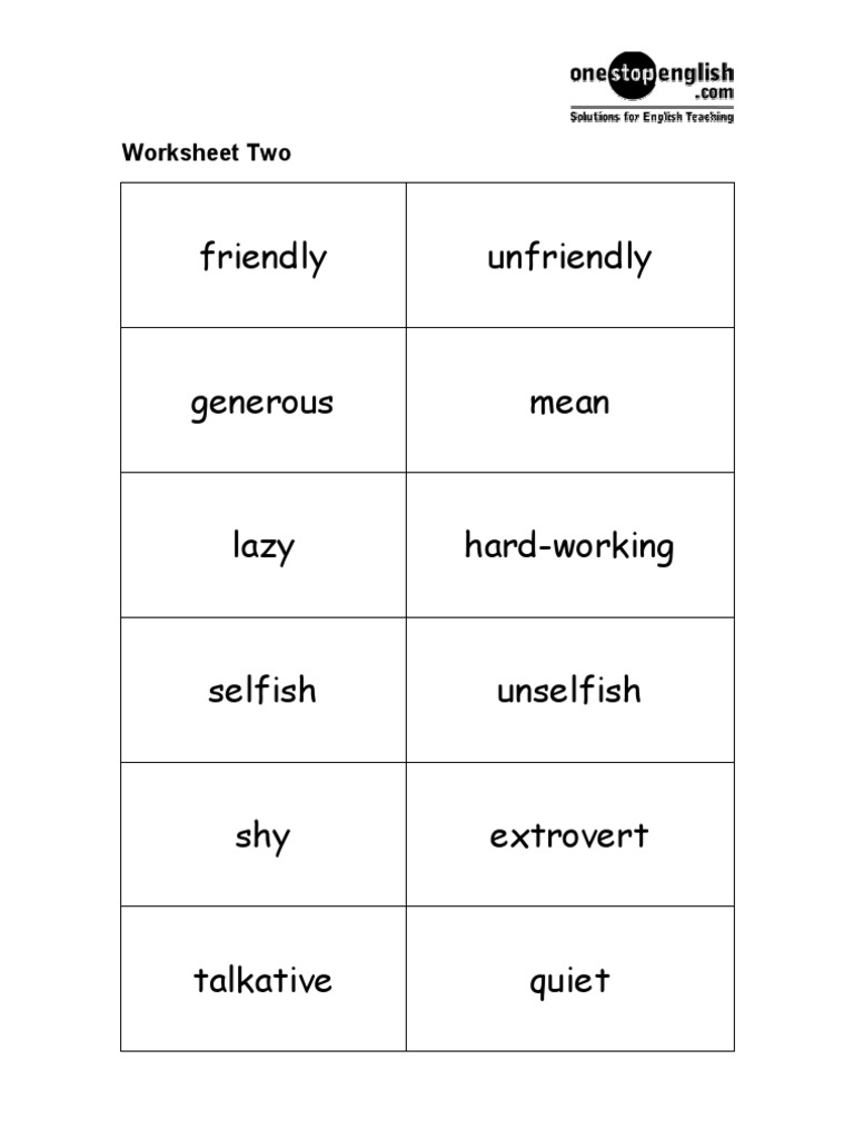 Personality Traits Worksheet | PDF