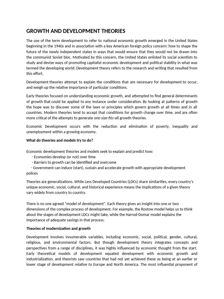 Lesson 4 Economic Development Theories | PDF | Comparative Advantage ...