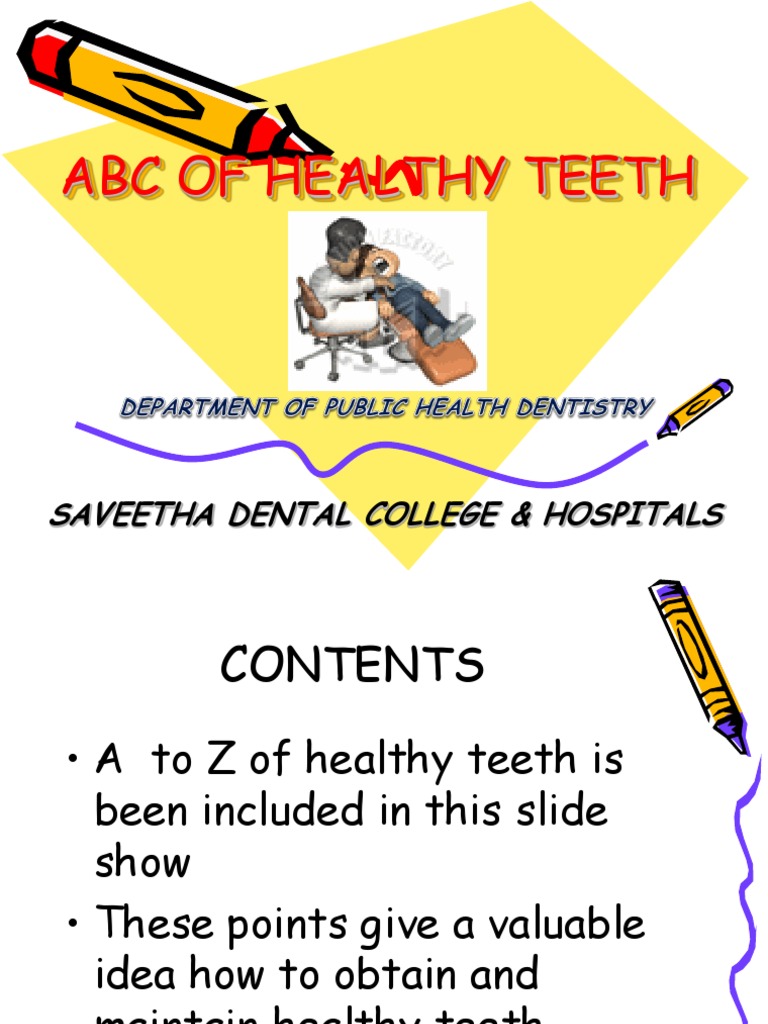 Abc of Healthy Teeth: Saveetha Dental College & Hospitals | PDF | Human ...