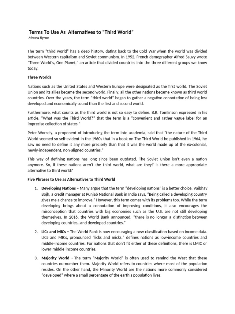 Alternatives to "Third World" Terms | PDF | Human Development Index ...