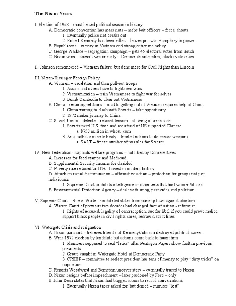 Outline Nixon | PDF | Richard Nixon | Vietnam War