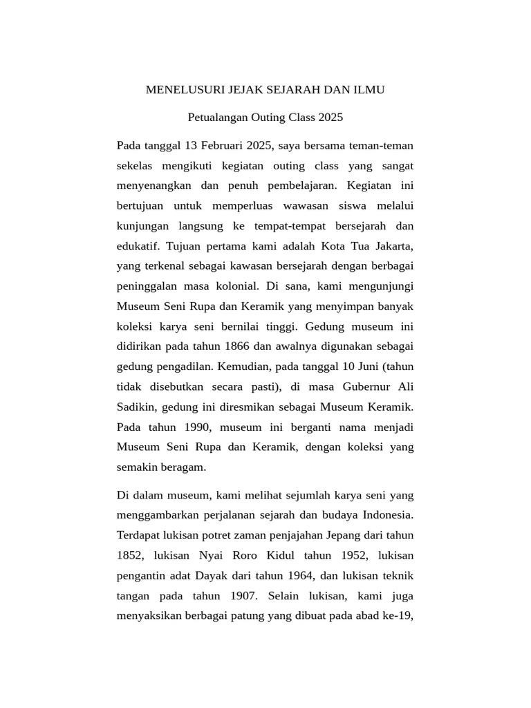 Tugas Outing Class | PDF