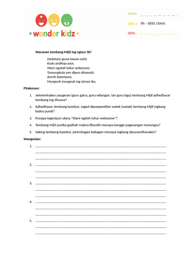 Analisis Tembang Mijil BHS Jawa | PDF