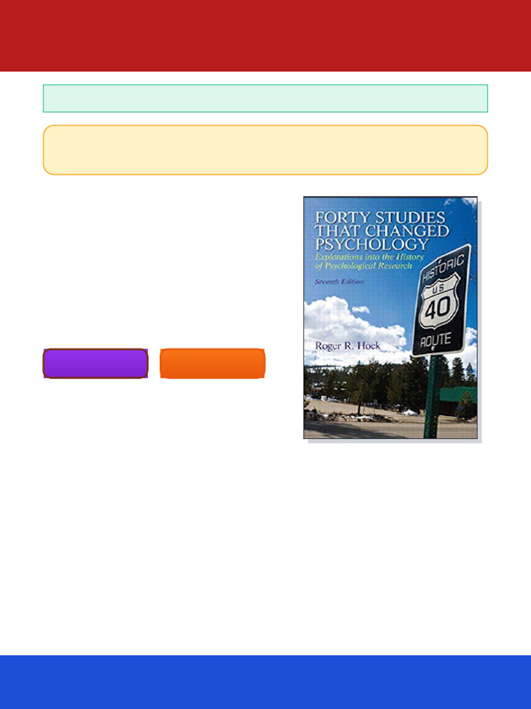 (Etextbook PDF) For Forty Studies That Changed Psychology 7th Edition ...