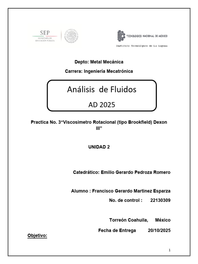 AF FcoGerardoMtzEsp PRACT3 20oct2025 | PDF | Viscosidad | Líquidos