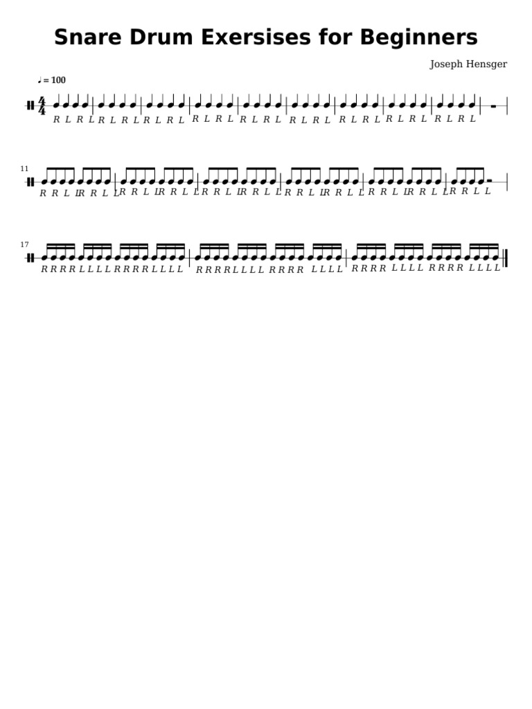Snare Drum Exercises for Beginners | PDF