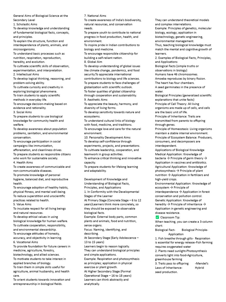 Aims of Secondary Biological Science | PDF | Biology | Experiment