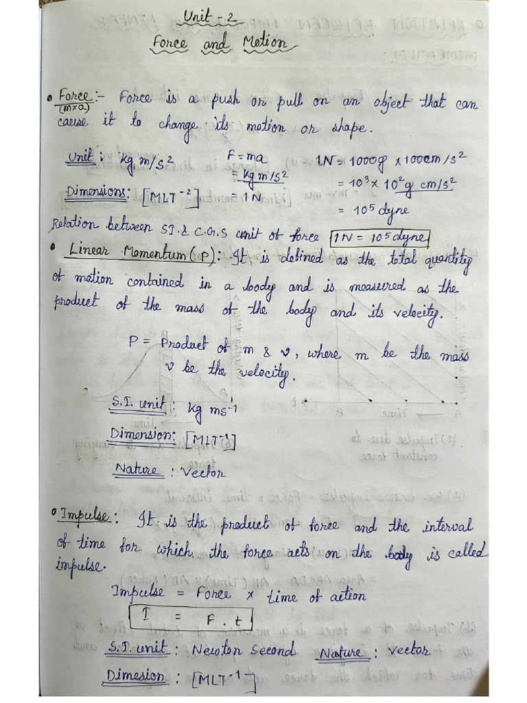 Physics Unit 2 - Force and Motion | PDF