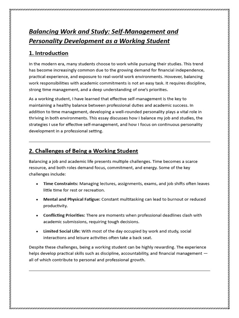 Balancing Work and Study Strategies | PDF | Time Management ...