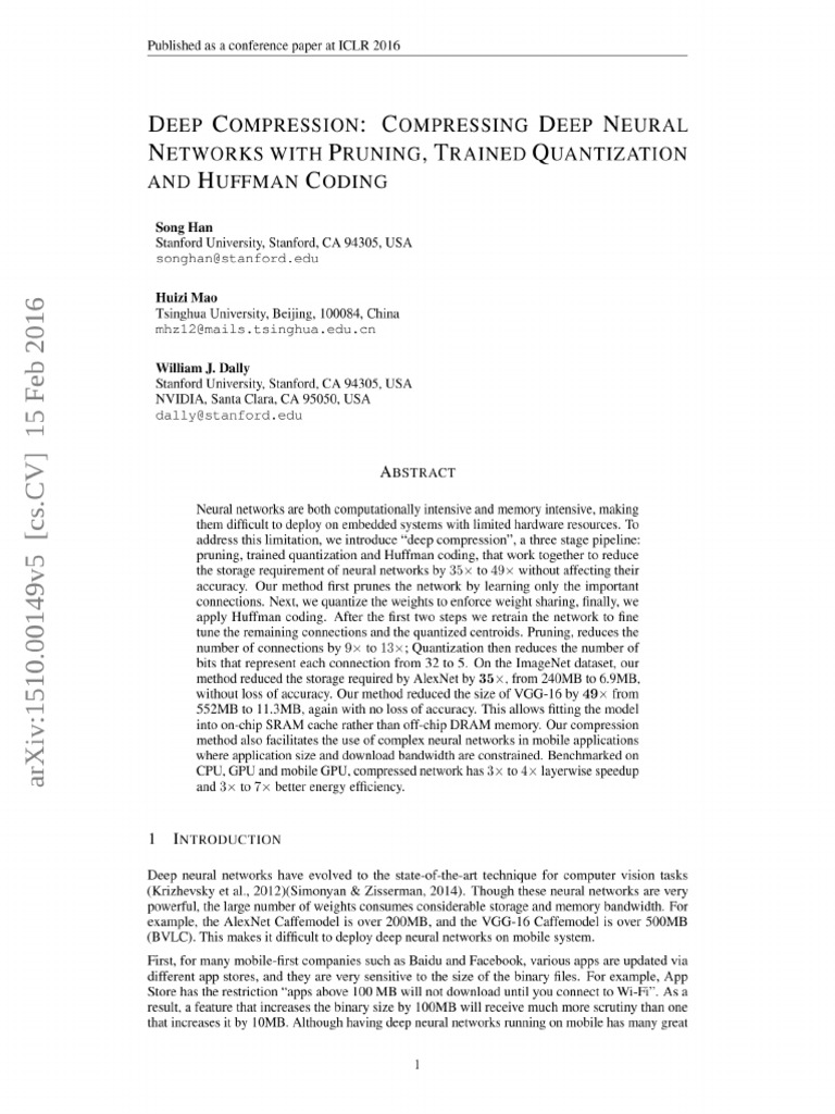 Deep Compression Vie | PDF
