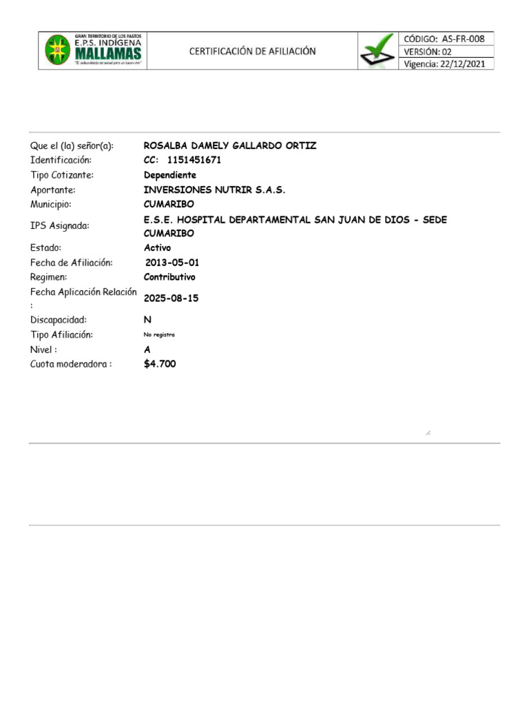 Rosalba Damely Gallardo Ortiz | PDF