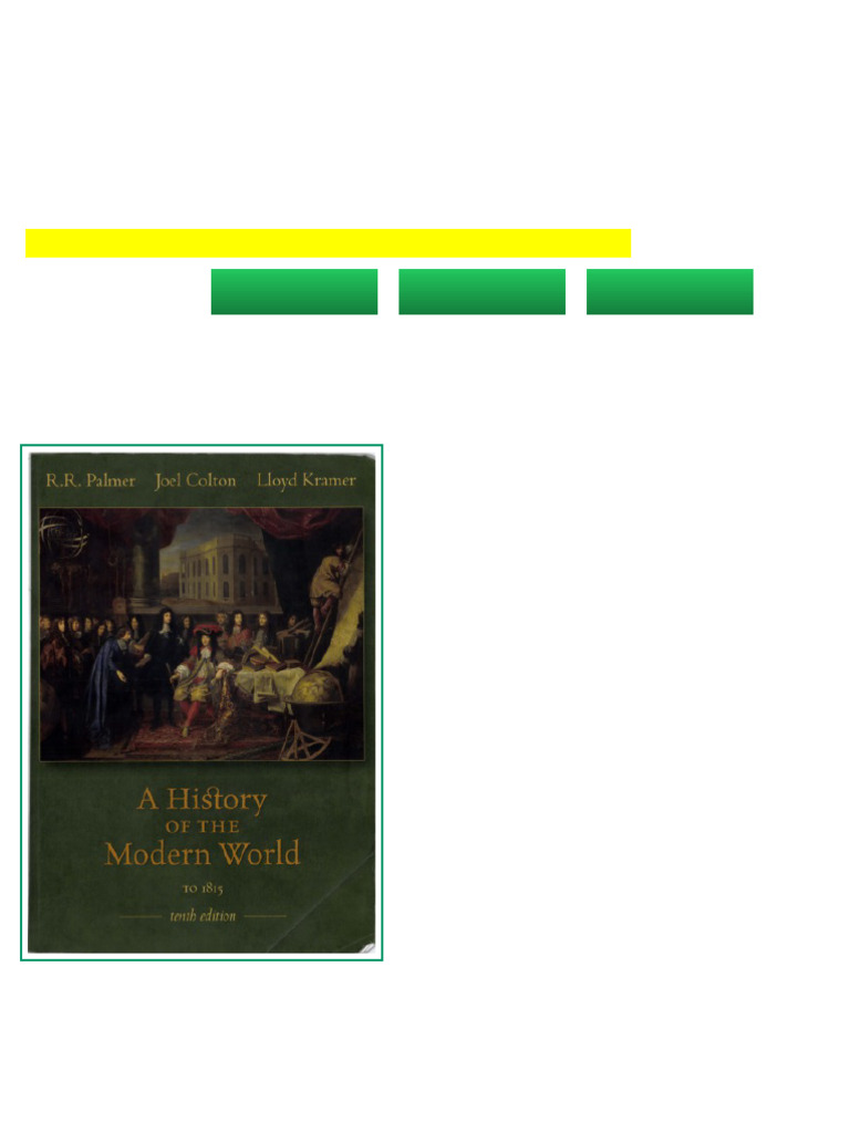 A History of the Modern World to 1815 10th Edition Rr Palmer online ...