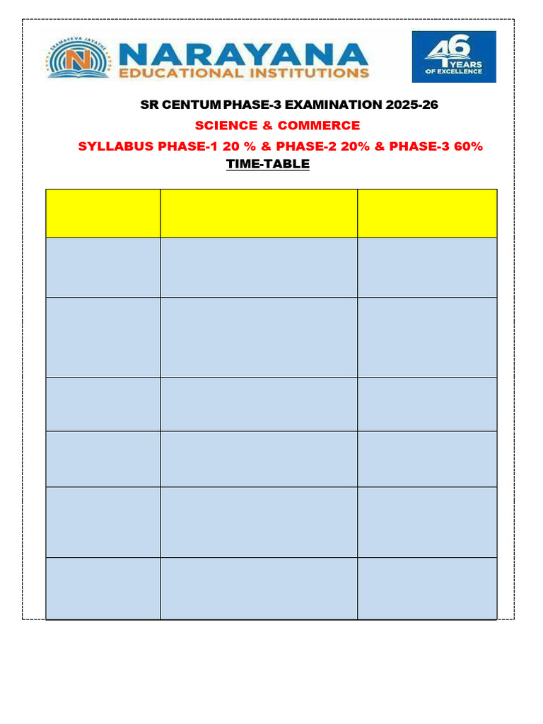 SR Centum Phase-3 Exam Syllabus 2025-26 | PDF | Income | Sql