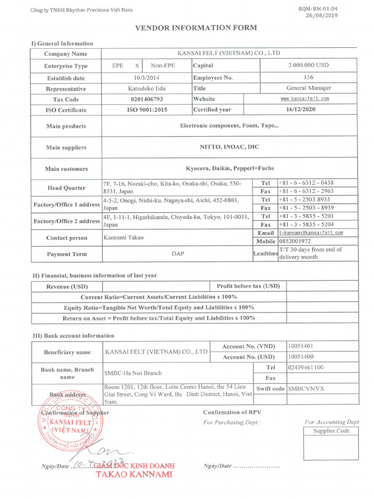 Vendor Information Form | PDF