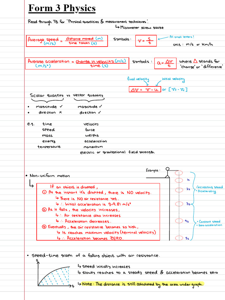 Physics Form 3: Key Concepts and Laws | PDF | Velocity | Acceleration