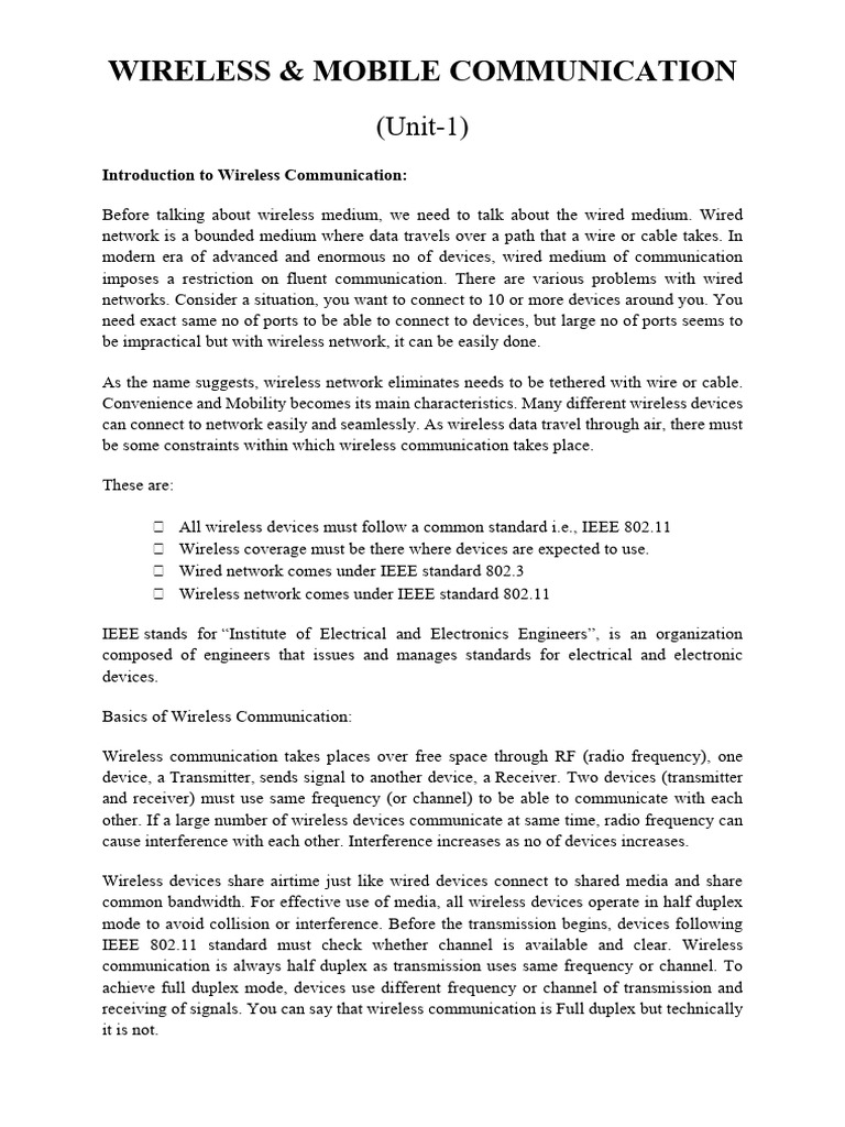 WMC_Unit_1-1 | PDF | Radio | Frequency Modulation