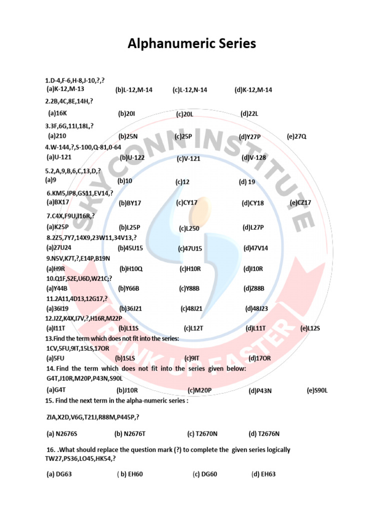 Alphanumeric Series | PDF