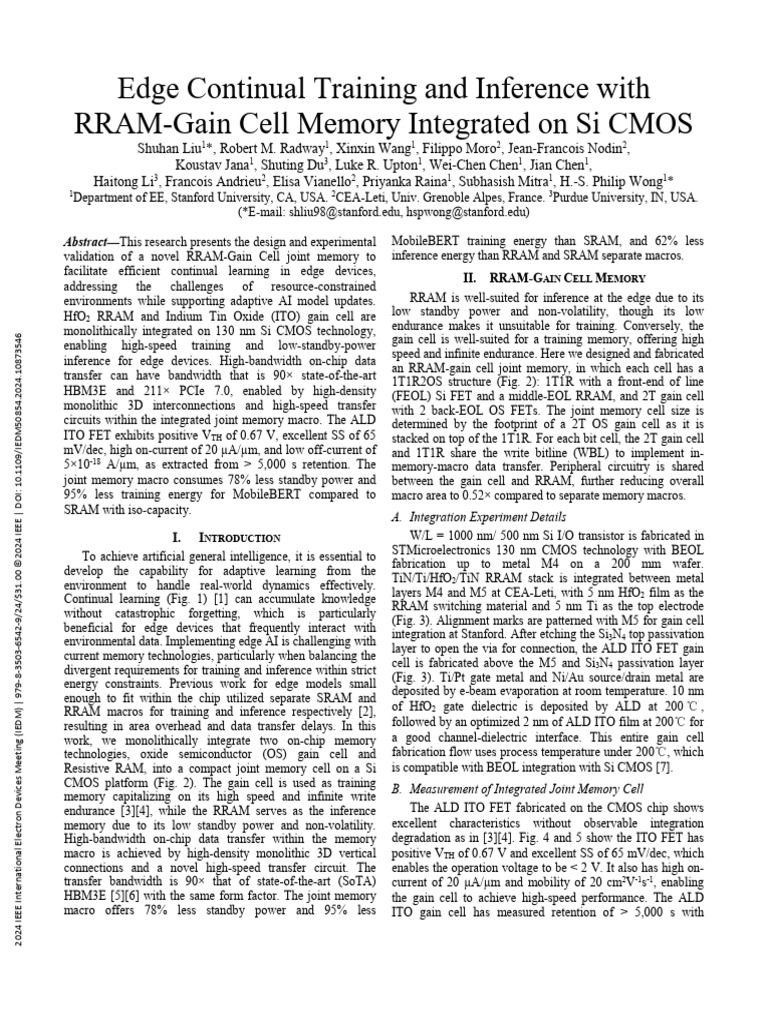 Edge Continual Training and Inference With RRAM-Gain Cell Memory ...