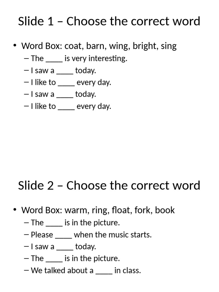 Word Choice Activity Updated | PDF
