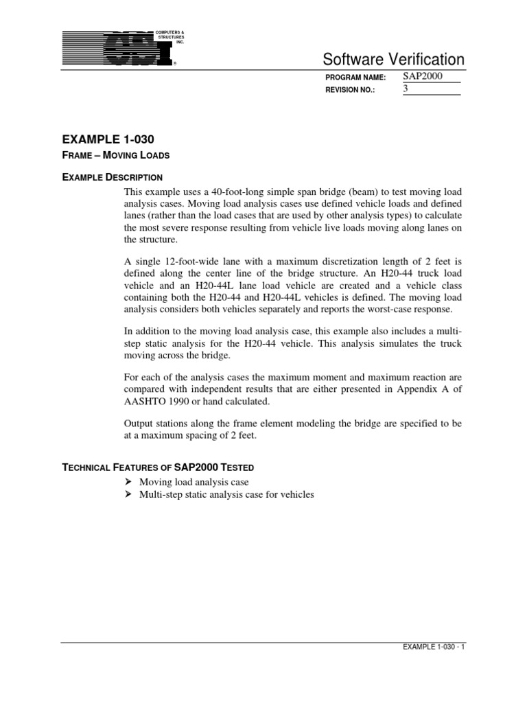 SAP2000 Moving Load Analysis Example | PDF | Structural Load | Formal ...