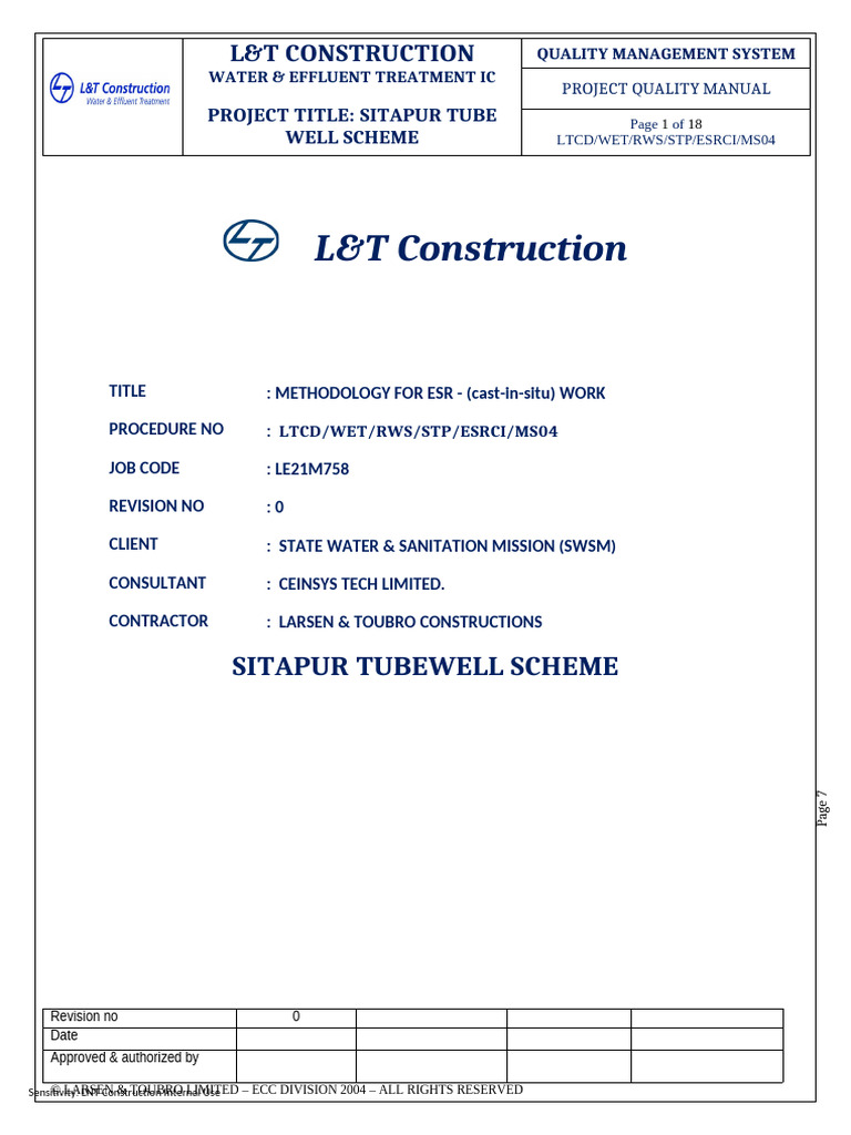 Sitapur Tube Well RCC Methodology Guide | PDF | Concrete | Cement