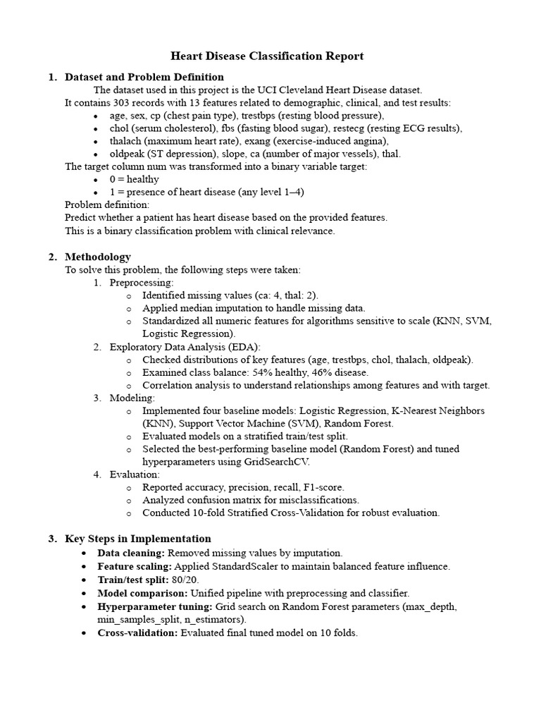 Heart Disease Classification Report | PDF | Support Vector Machine ...