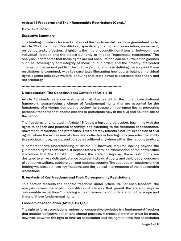 Article 19 Freedoms: Rights & Restrictions | PDF | Civil Liberties ...