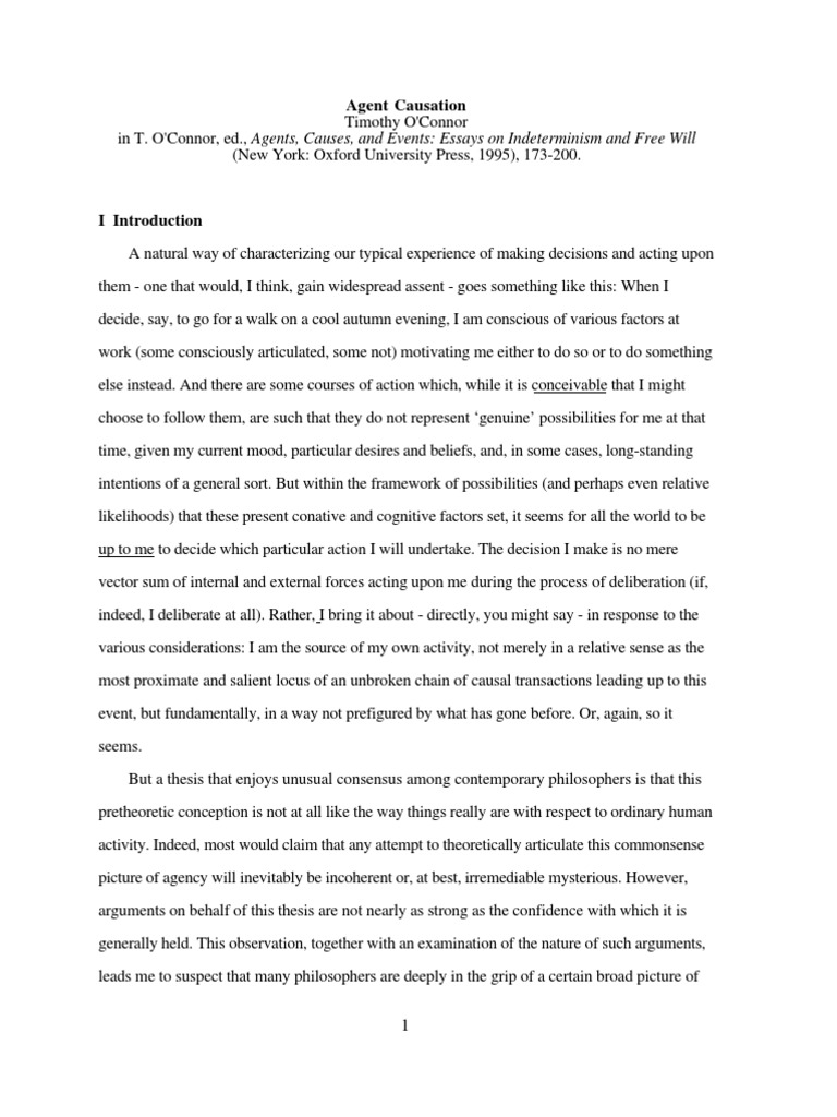 Agent Causation | PDF