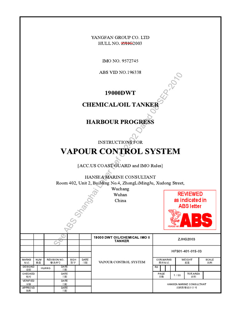 Mv Harbour Progress - Vapour Control System | PDF | Oil Tanker | Pipe ...