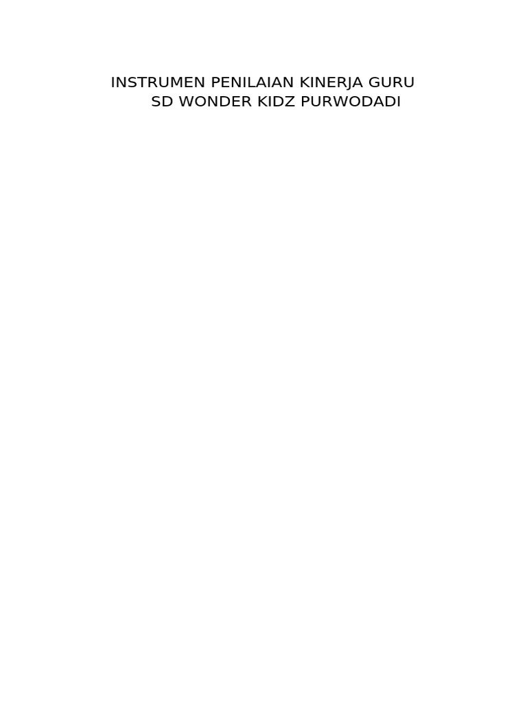 Penilaian Kinerja Guru SD Wonder Kidz | PDF