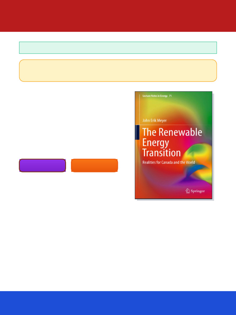 The Renewable Energy Transition: Realities For Canada and The World 1st ...