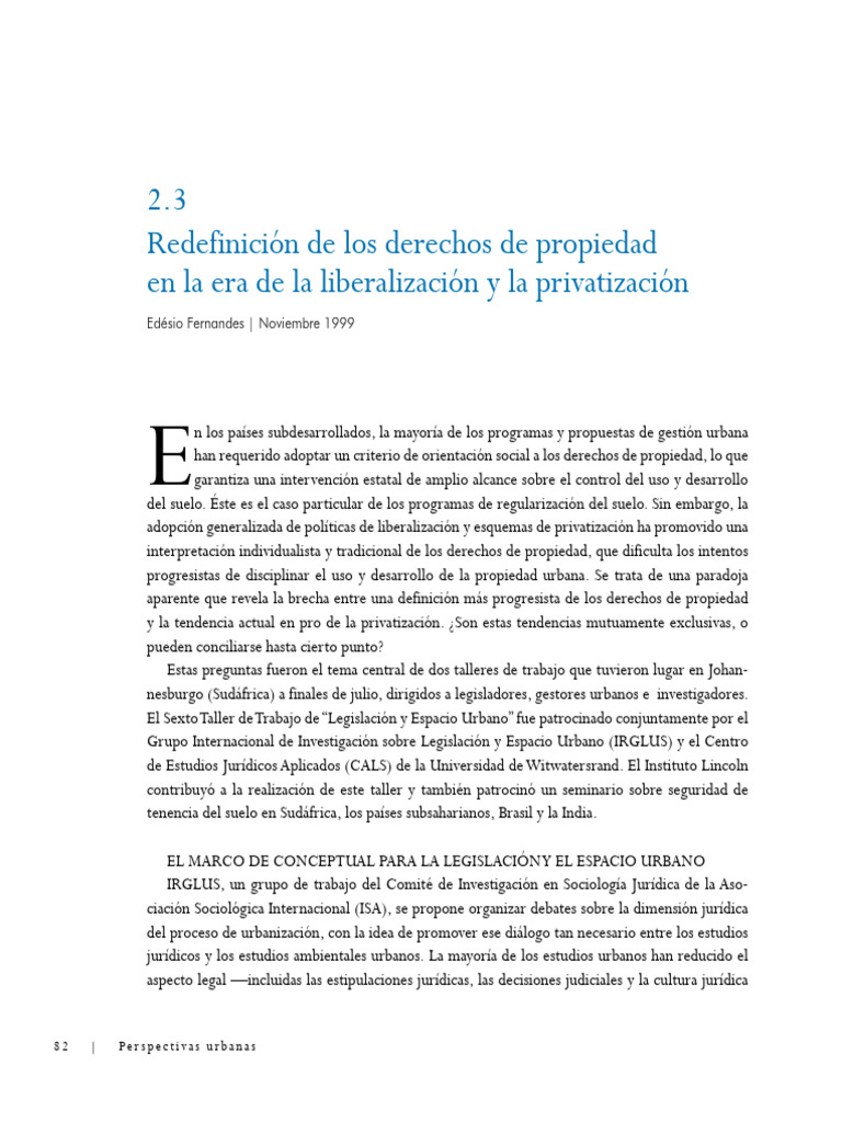 Edésio Fernándes - Perspectivas urbanas | PDF | Propiedad | Pobreza e ...