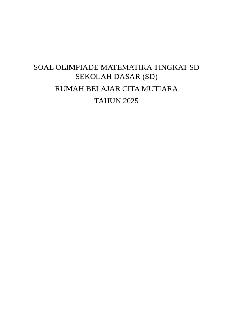Soal Olimpiade Mtk Kelas Kecil | PDF