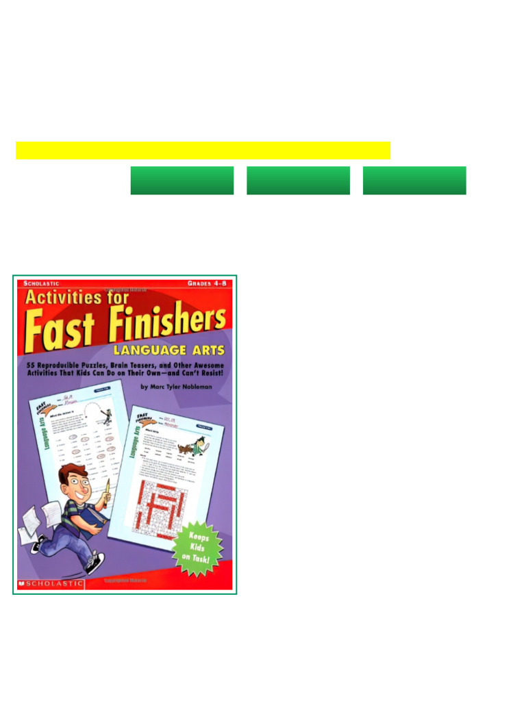 Activities For Fast Finishers Language Arts GR 4 8 Marc Tyler Nobleman ...