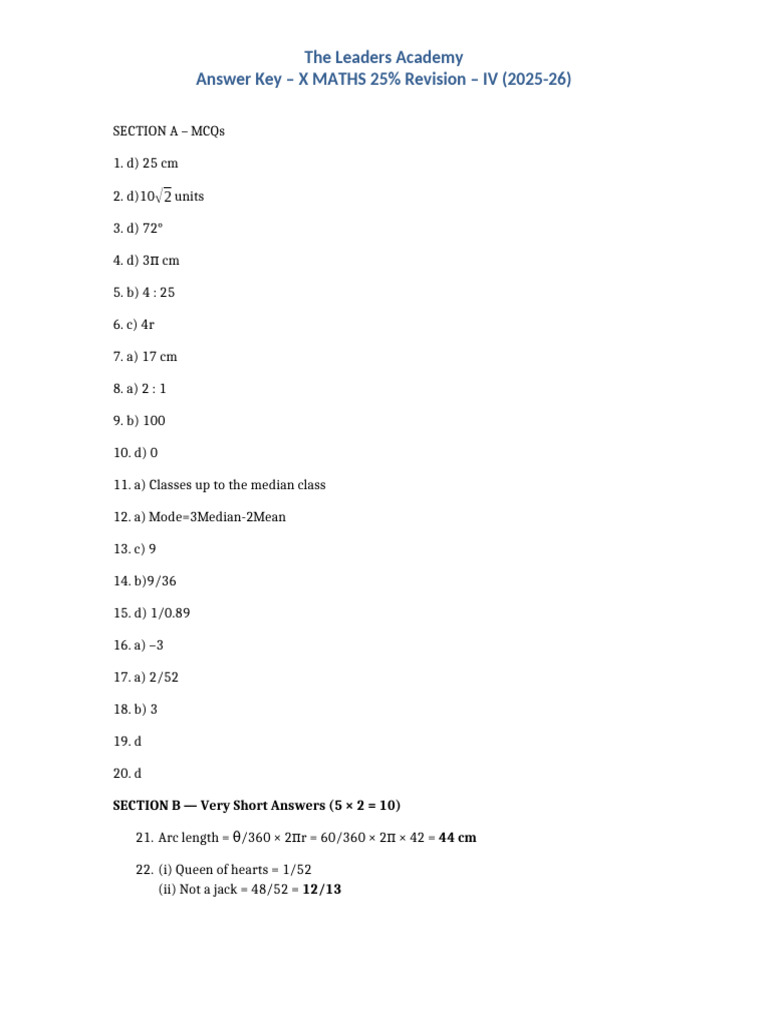 Maths Answer Key | PDF | Area | Sphere