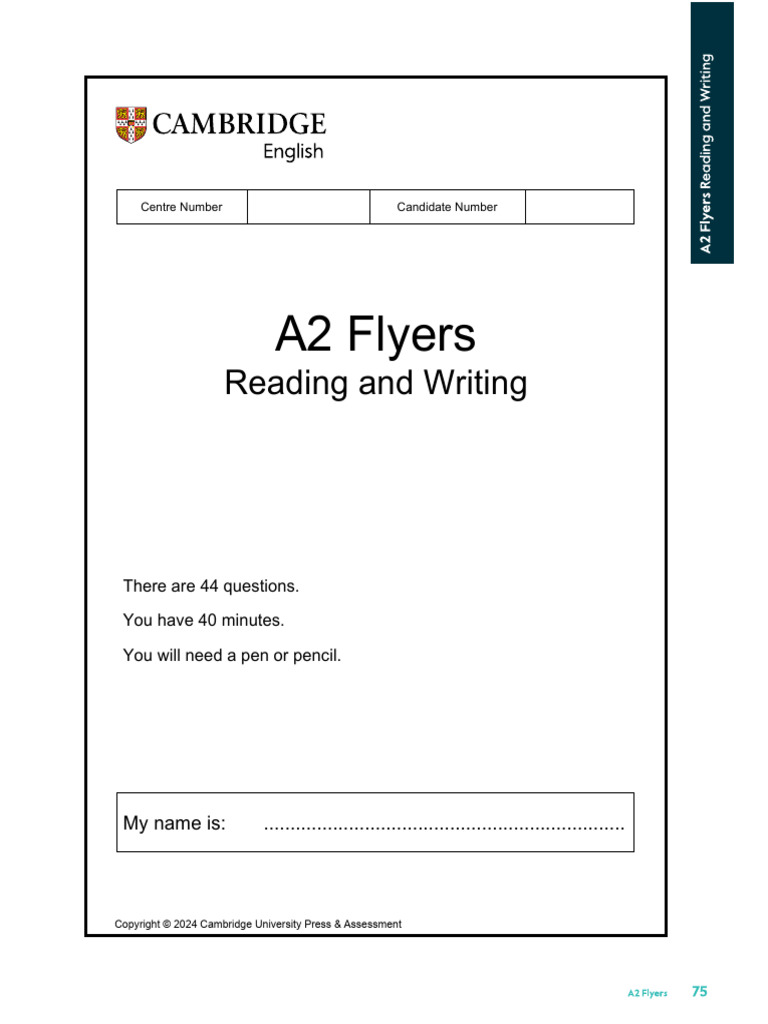 A2 Flyers Reading & Writing Exam Guide | PDF