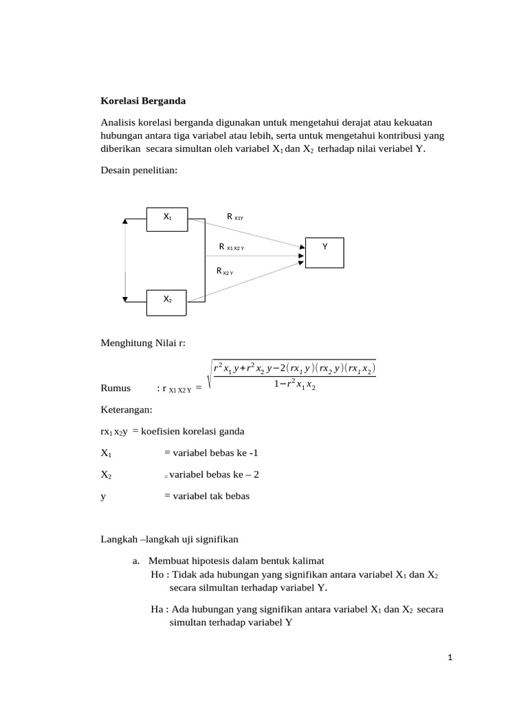 Analisis Korelasi Berganda Variabel X1, X2, Y | PDF