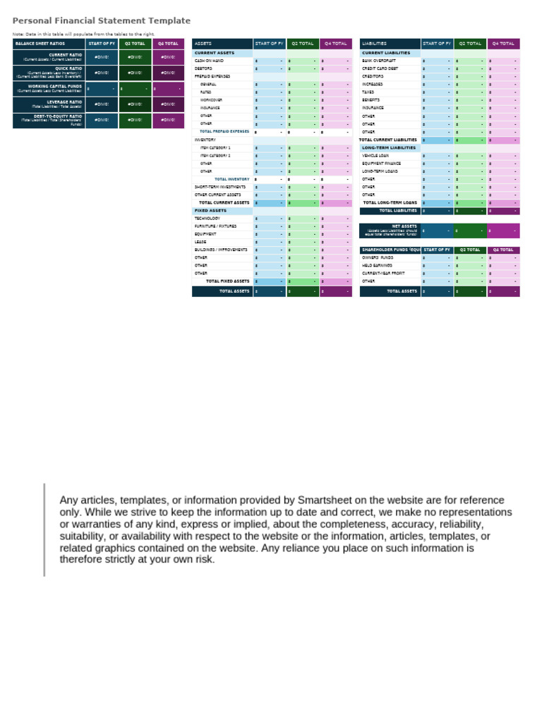IC Personal Financial Statement 12332 Template | PDF | Working Capital ...