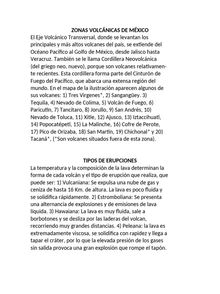 Volcanes y Erupciones en México | PDF | Lava | Geología
