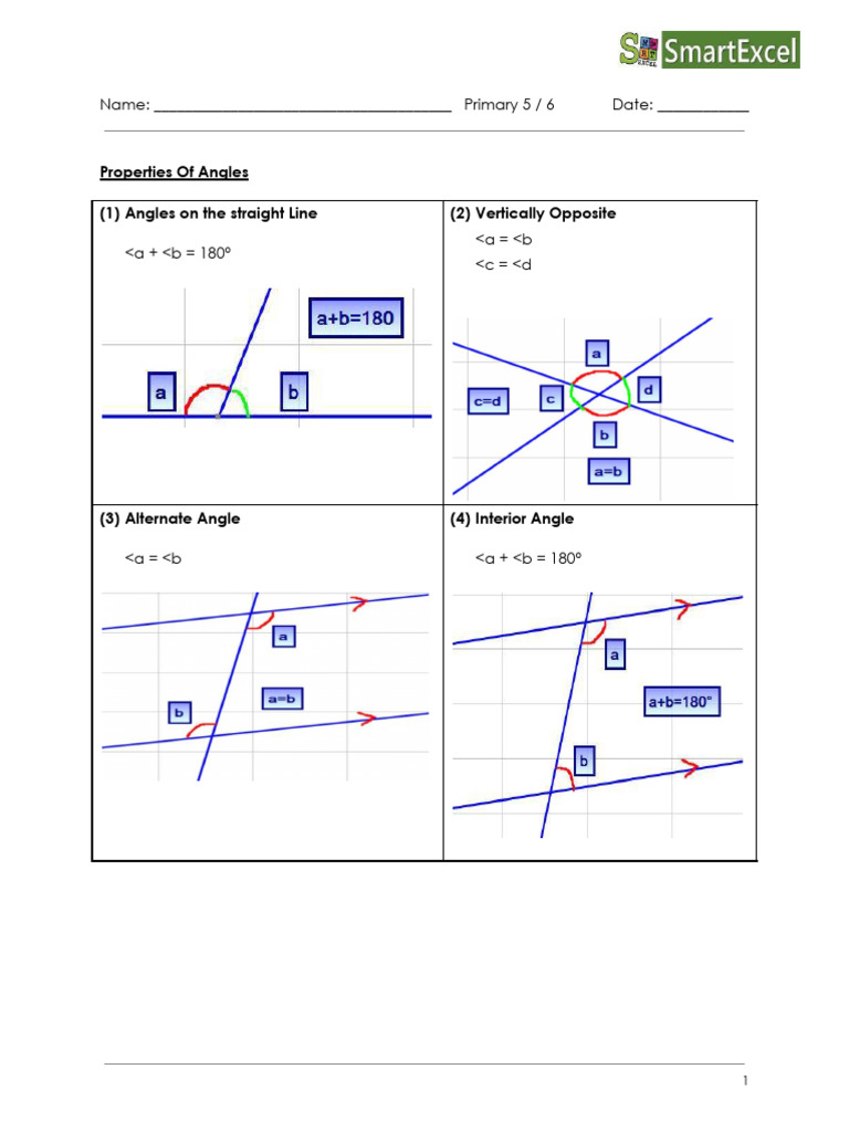 Properties of Angles for Primary 5/6 | PDF